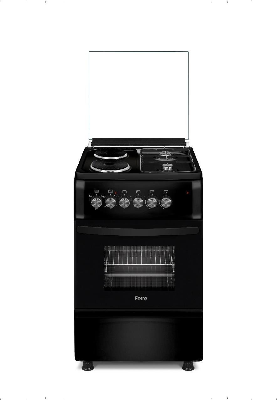 Ferre 50×60 2 Burner Freestanding Gas Cooker Black F5S22E3.FD.B